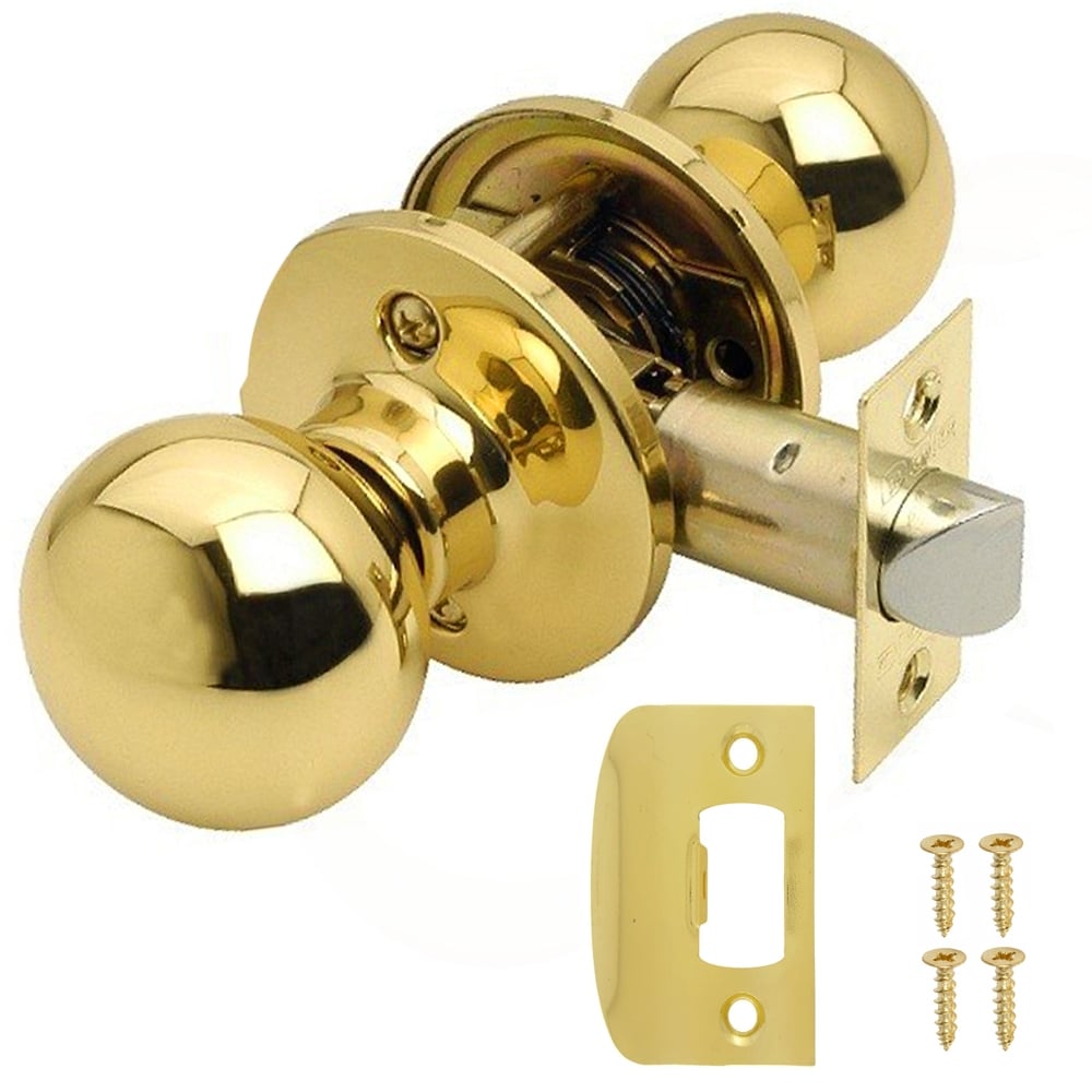Excel BALA Contemporary Ball Shaped Door Knob Set (Polished Brass ...