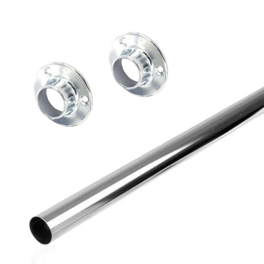 Excel Wardrobe Rail Round Tube (1.5m) with 2 x End Sockets | Door ...
