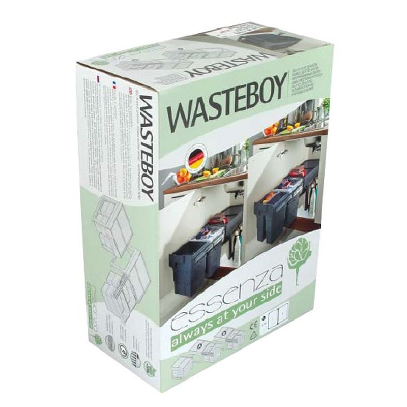 Grey Pull Out Waste Boy Kitchen Cabinet Recycle Bin 32L | Door Superstore®