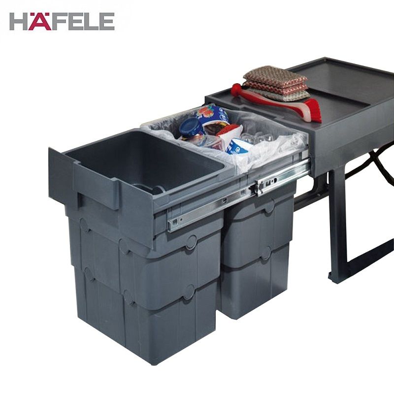 Grey Pull Out Waste Boy Kitchen Cabinet Recycle Bin 32L | Door Superstore®