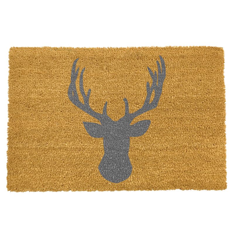 Artsy Grey Coir Doormat Grey Stag Head | Door Superstore®
