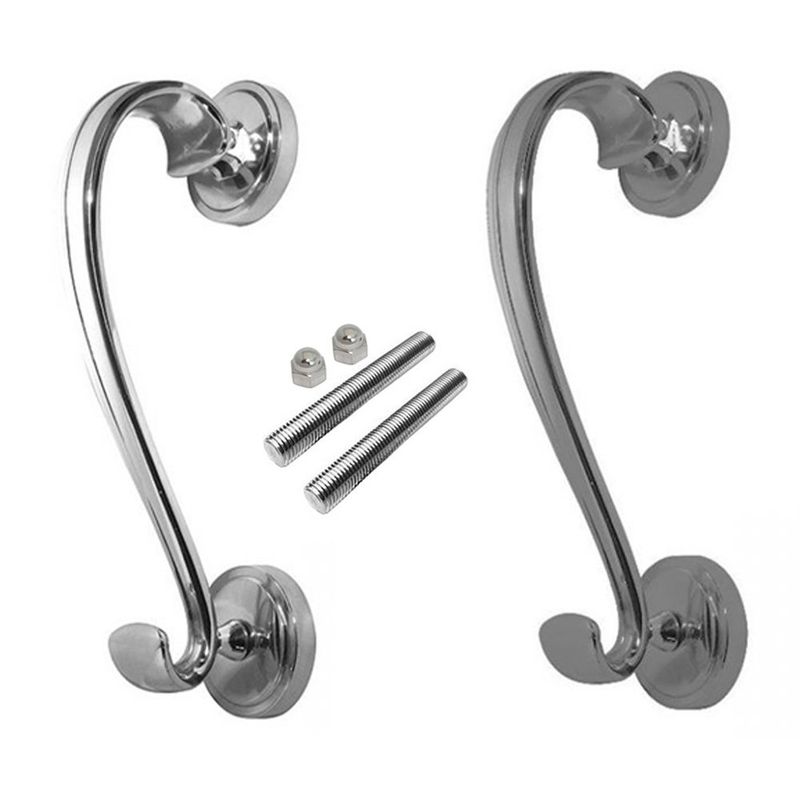 Jedo Traditional Chrome Sloane Scroll Front Door Knocker on Round Rose ...