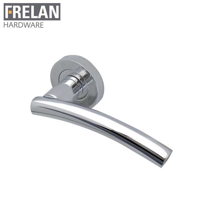 Frelan Hardware Curve Internal Door Handle Pair Lever on Rose Polished ...