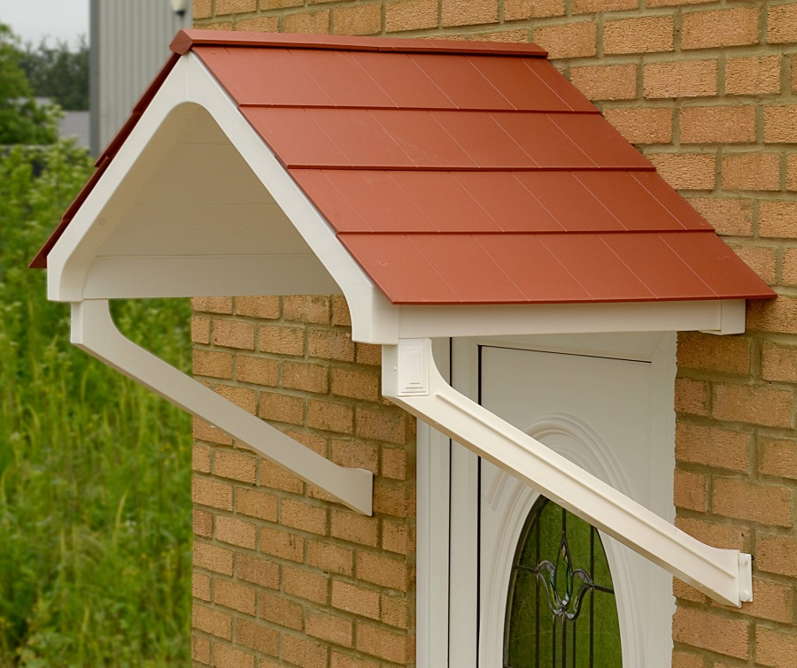 KoverTek Astor Canopy with Terracotta Roof and White Frame | Door ...