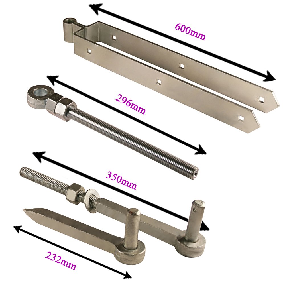 Perry Adjustable Galvanised Bottom Field Gate Hinge Set (600mm) | Door ...