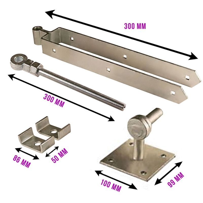 Perry Adjustable Galvanised Bottom Field Gate Hinge Set with Square ...
