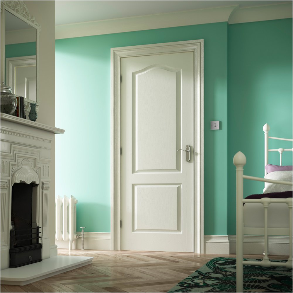 Premdor White Primed 2 Panel Arch Top Textured FD30 Fireshield Door ...