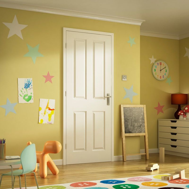 Premdor White Primed 4 Panel Textured FD30 Fireshield Door - 1981mm x ...