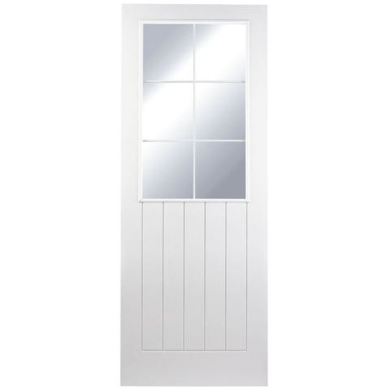 Premdor Internal White Primed VERTICAL 5 PANEL Moulded 6 Light Clear ...