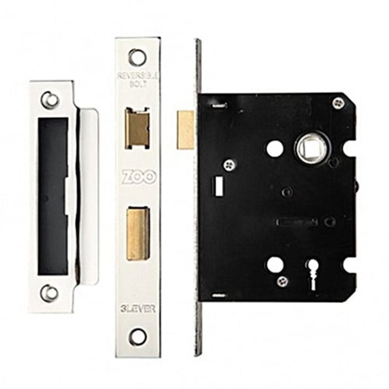Zoo Hardware Nickel Plated Contract 3 Lever Mortice Door Sash Lock ...